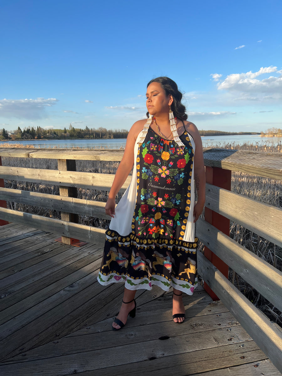 Nehiyaw Floral Maxi Dress – Osamuskwasis